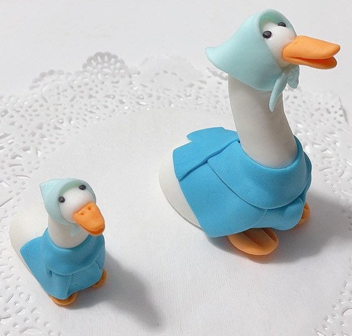 Fondant Goose cake topper mother baby goose cake topper | Etsy
