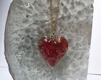 Red Glass Necklace | Etsy