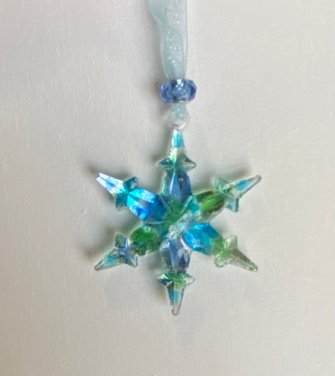 Coastal Snowflake Ornament Made From Sea Glass and Recycled Glass - Etsy