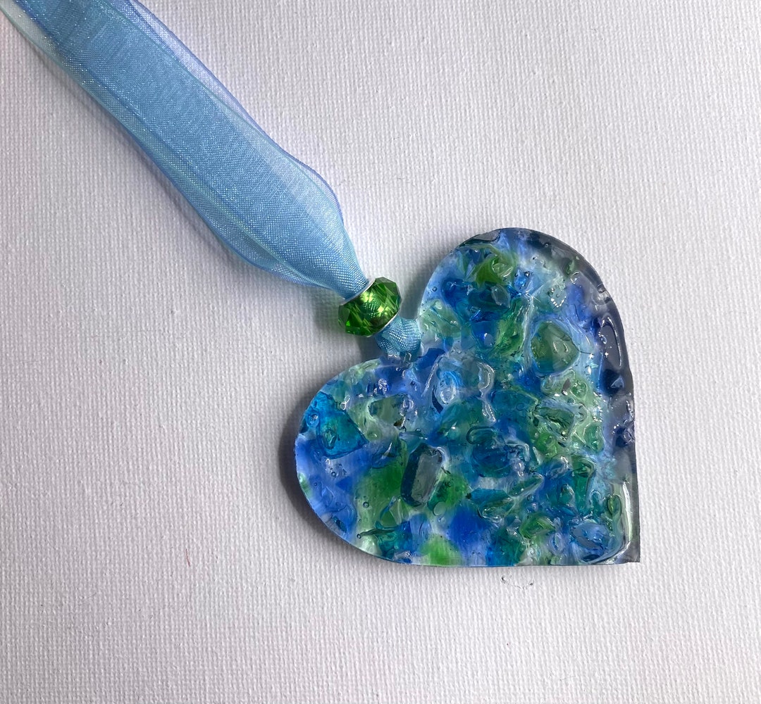 Sea Glass Perfectly Imperfect Heart Ornament Made From Recycled Glass ...