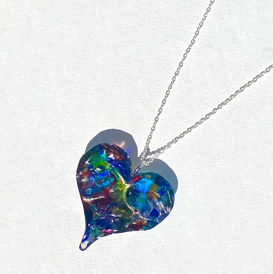 Rainbow Perfectly Imperfect Heart Necklace - Love in All Colors - Etsy