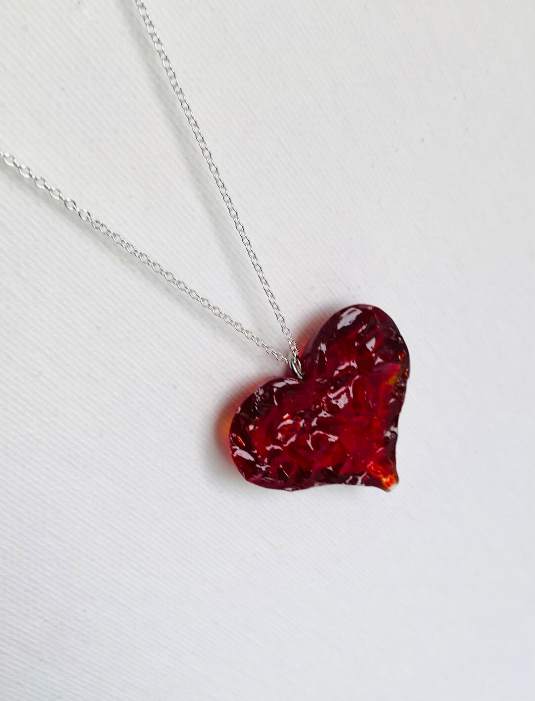 Ruby Red Perfectly Imperfect Heart Necklace - True Love Red - Etsy