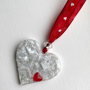 White With Red Detail Perfectly Imperfect Heart Ornament Valentine - Etsy