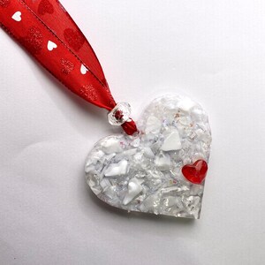 White With Red Detail Perfectly Imperfect Heart Ornament Valentine - Etsy