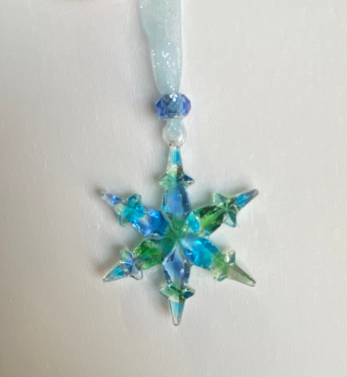Coastal Snowflake Ornament Made From Sea Glass and Recycled Glass - Etsy