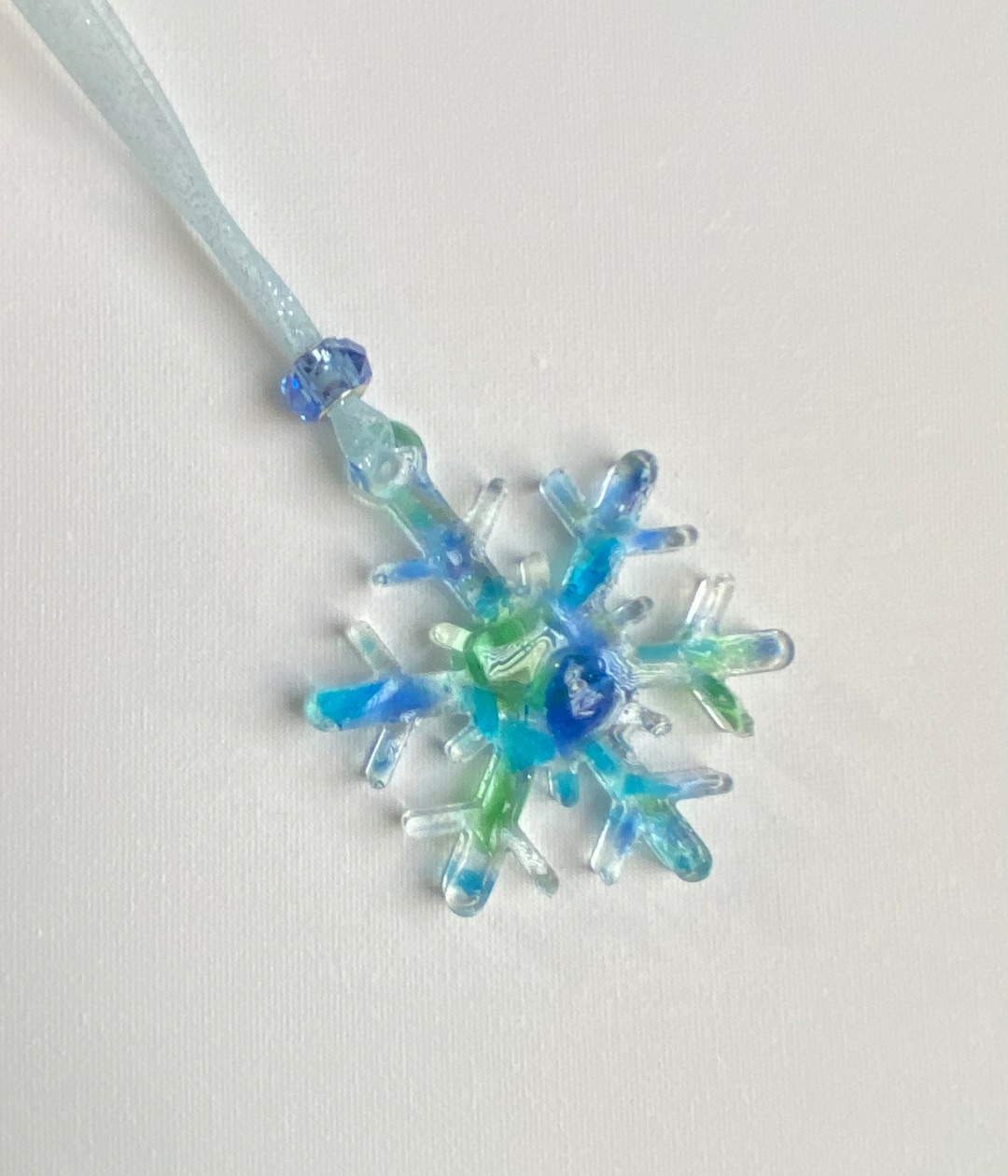 Coastal Snowflake Ornament Made From Sea Glass and Recycled Glass - Etsy