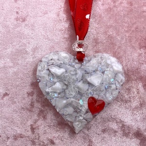 White With Red Detail Perfectly Imperfect Heart Ornament Valentine - Etsy