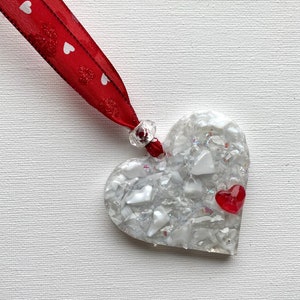 White With Red Detail Perfectly Imperfect Heart Ornament Valentine - Etsy
