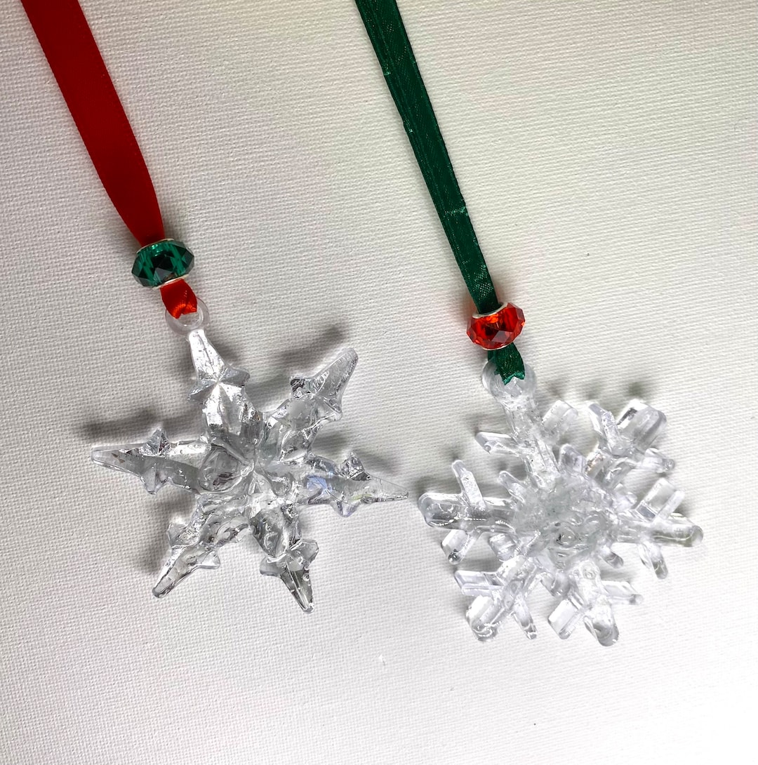 Christmas Snowflake 2 Ornament Set Made From Recycled Glass - Etsy