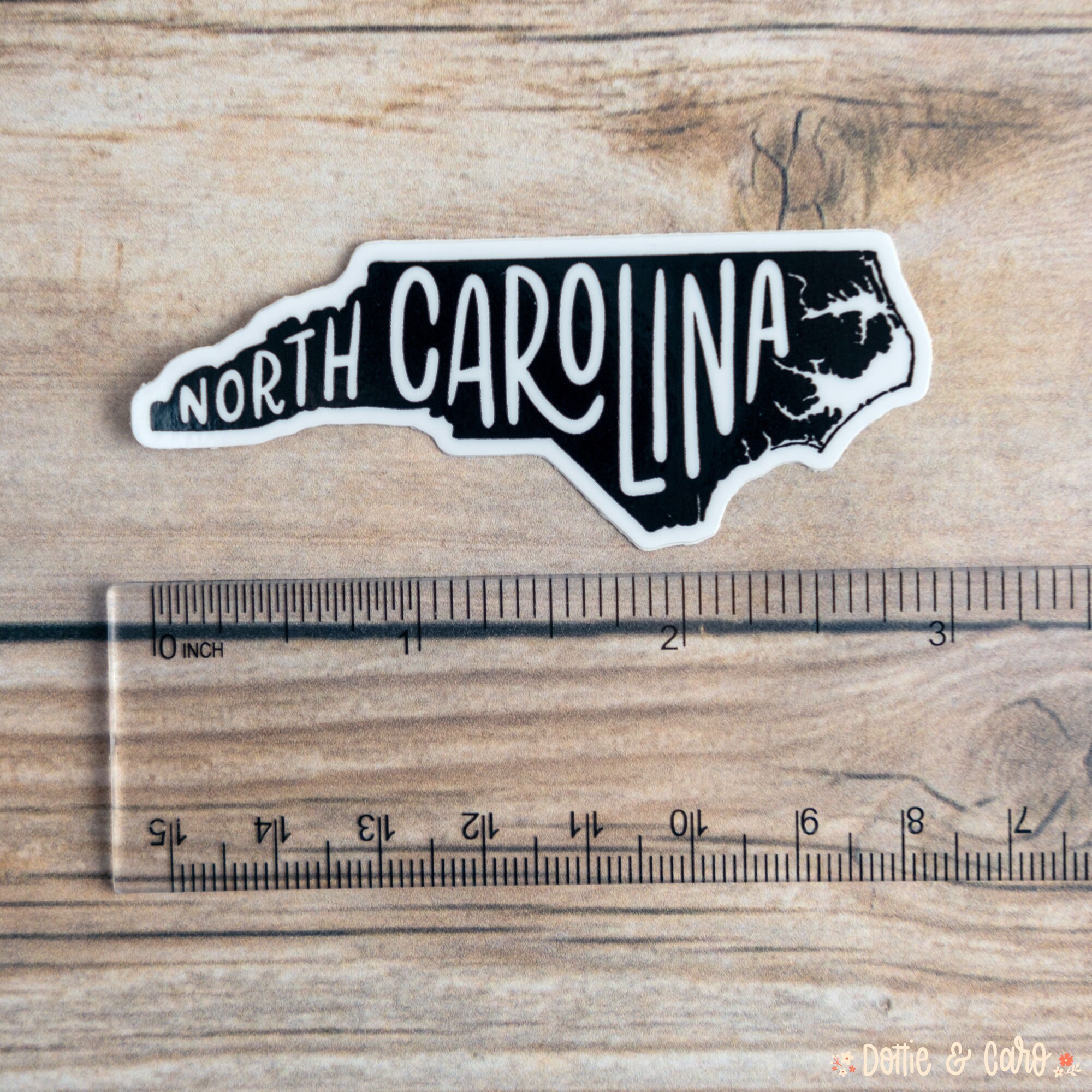 North Carolina State Outline Hand Lettered 3 Die Cut | Etsy