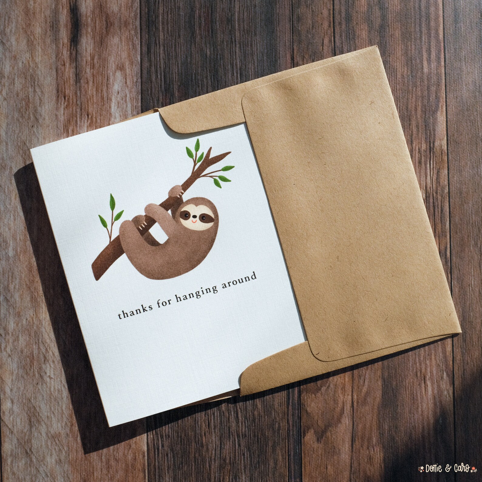 Thanks for Hanging Around Greeting Card Cute Sloth - Etsy