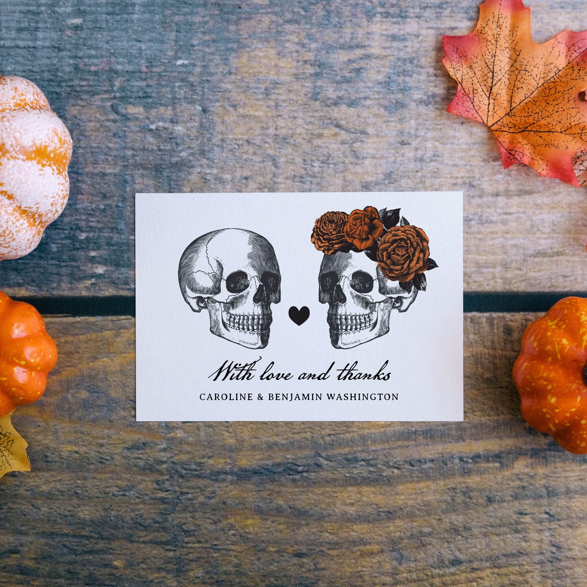 Vintage Skulls Wedding Thank You Card Customizable | Etsy