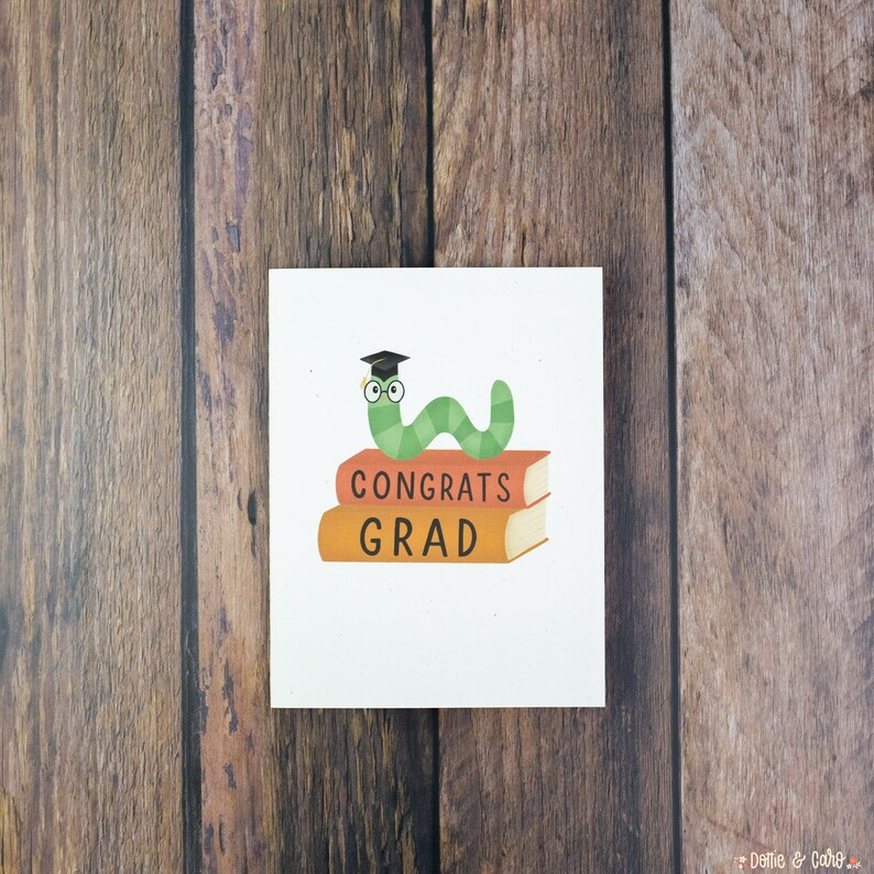 Book Worm Graduation Card Congrats Grad Card Card for - Etsy