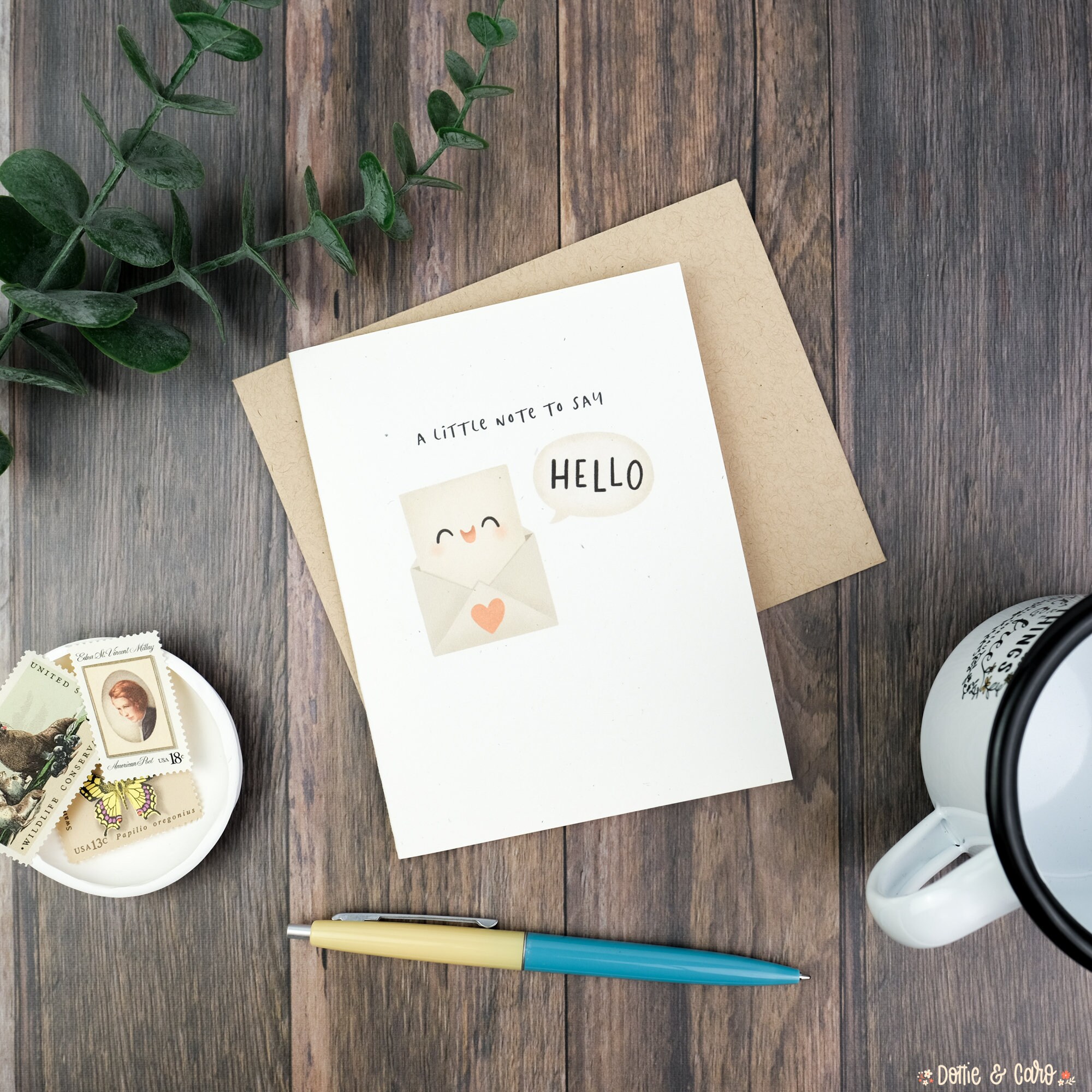 A Little Note to Say Hello Greeting Card Thinking of You | Etsy