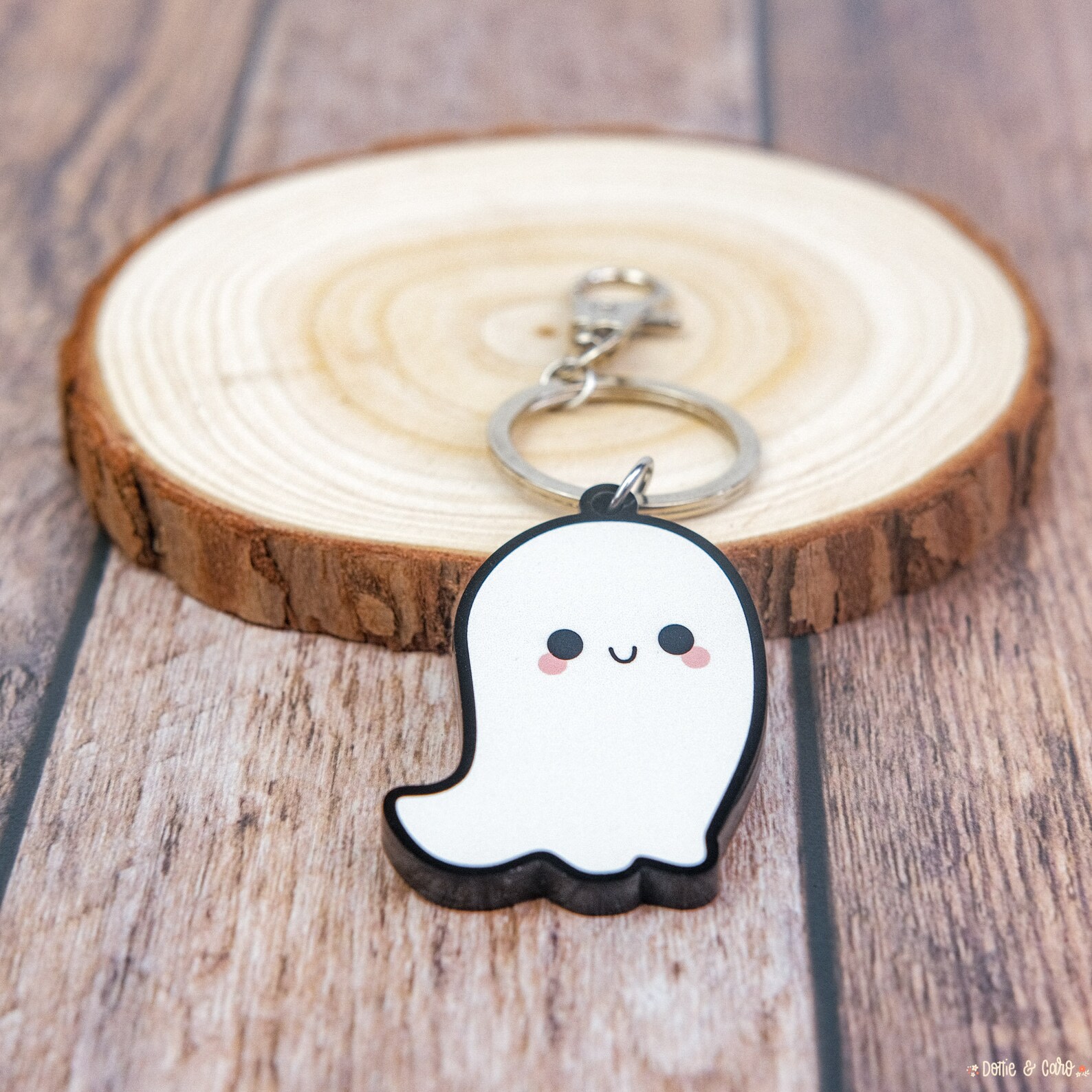 Little Ghost Halloween Keychain Black Acrylic Keychain 2 - Etsy