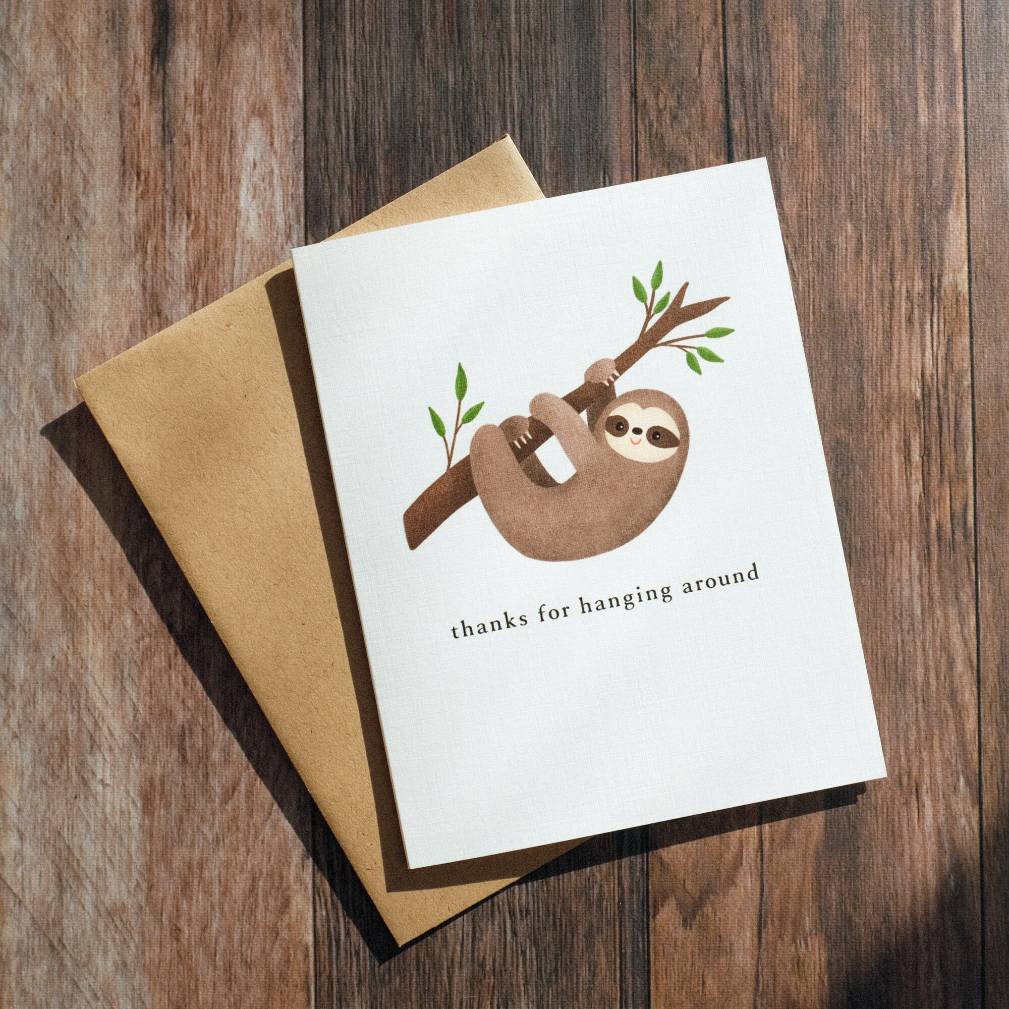 Thanks for Hanging Around Greeting Card Cute Sloth - Etsy