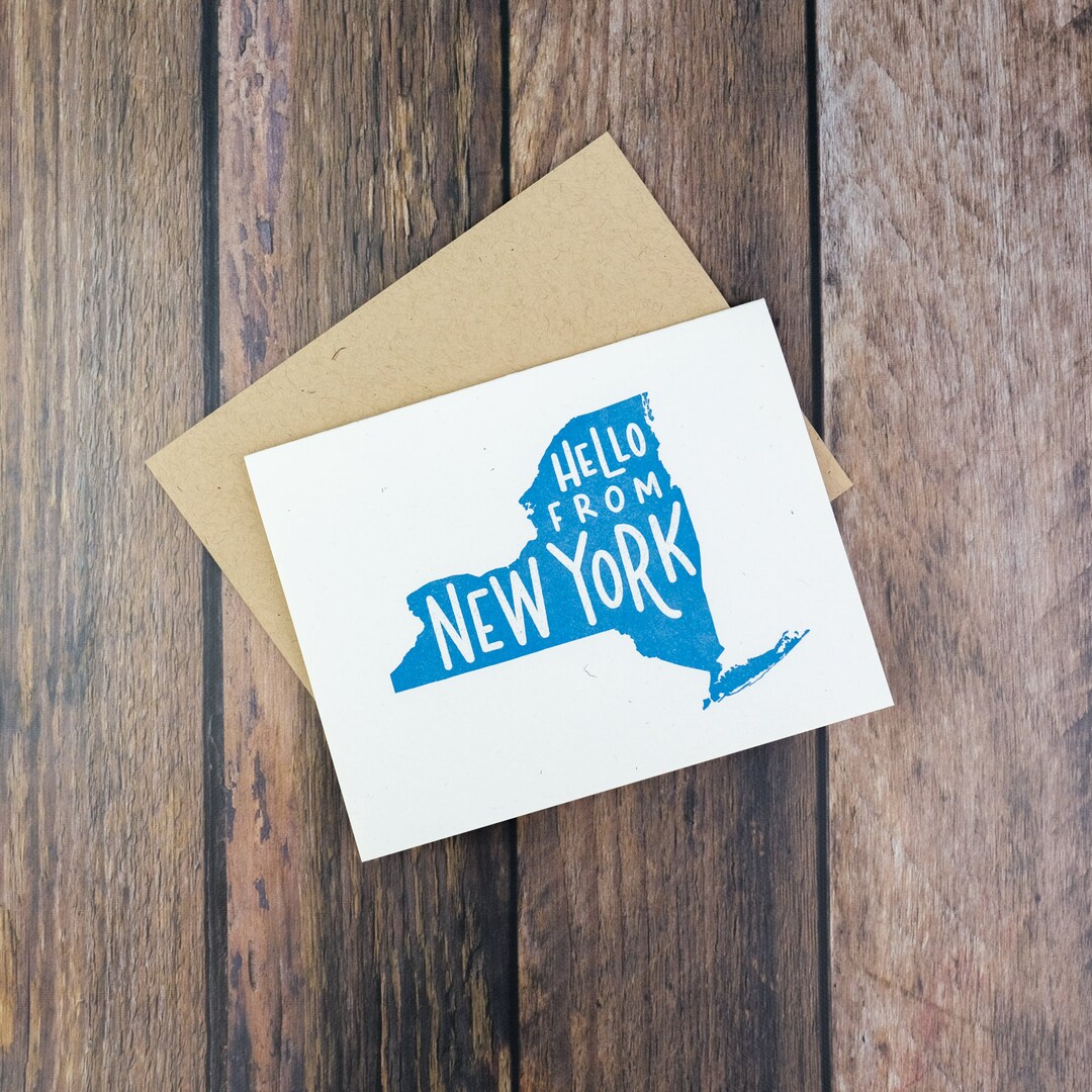 Hello From New York Greeting Card | Hand Lettered Card | A2 Size Card ...