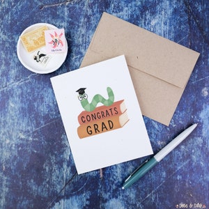 Book Worm Graduation Card | Congrats Grad Card | Card for Graduates ...