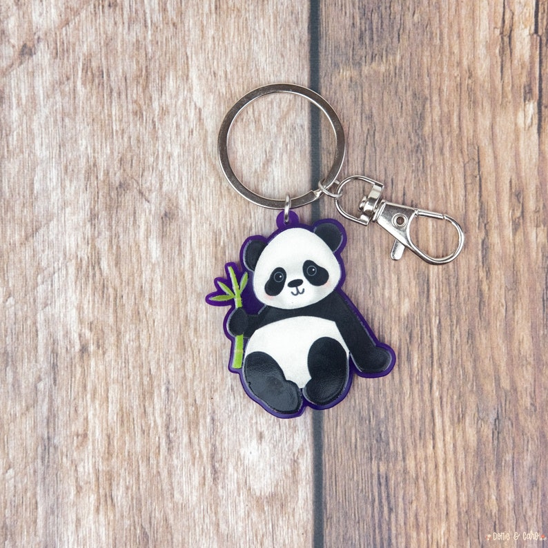 Cute Sitting Panda Keychain | Purple Acrylic Keychain | 2 Inch Charm - Etsy