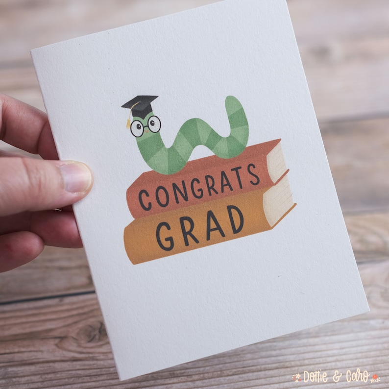 Book Worm Graduation Card Congrats Grad Card Card for - Etsy