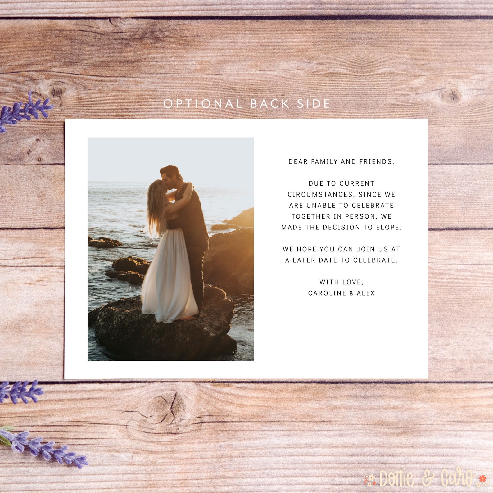 Love is Patient but We Are Not Elopement Announcement, Change of Plans ...