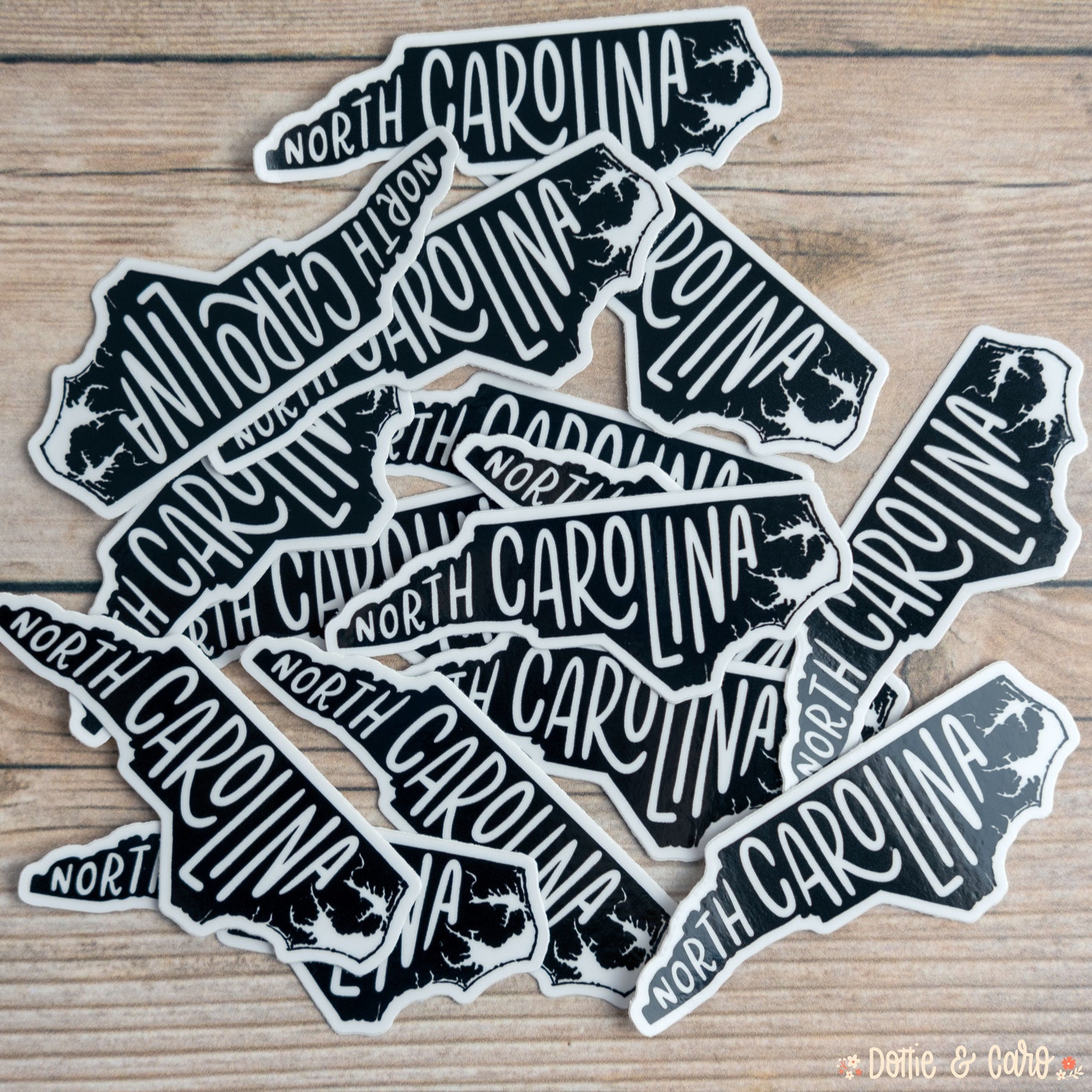 North Carolina State Outline Hand Lettered 3 Die Cut | Etsy