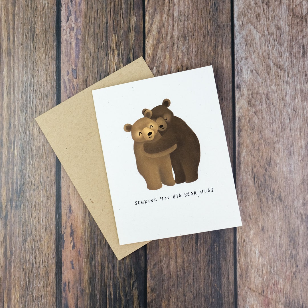Sending You Big Bear Hugs Greeting Card | Cute Brown Bear Illustrated ...