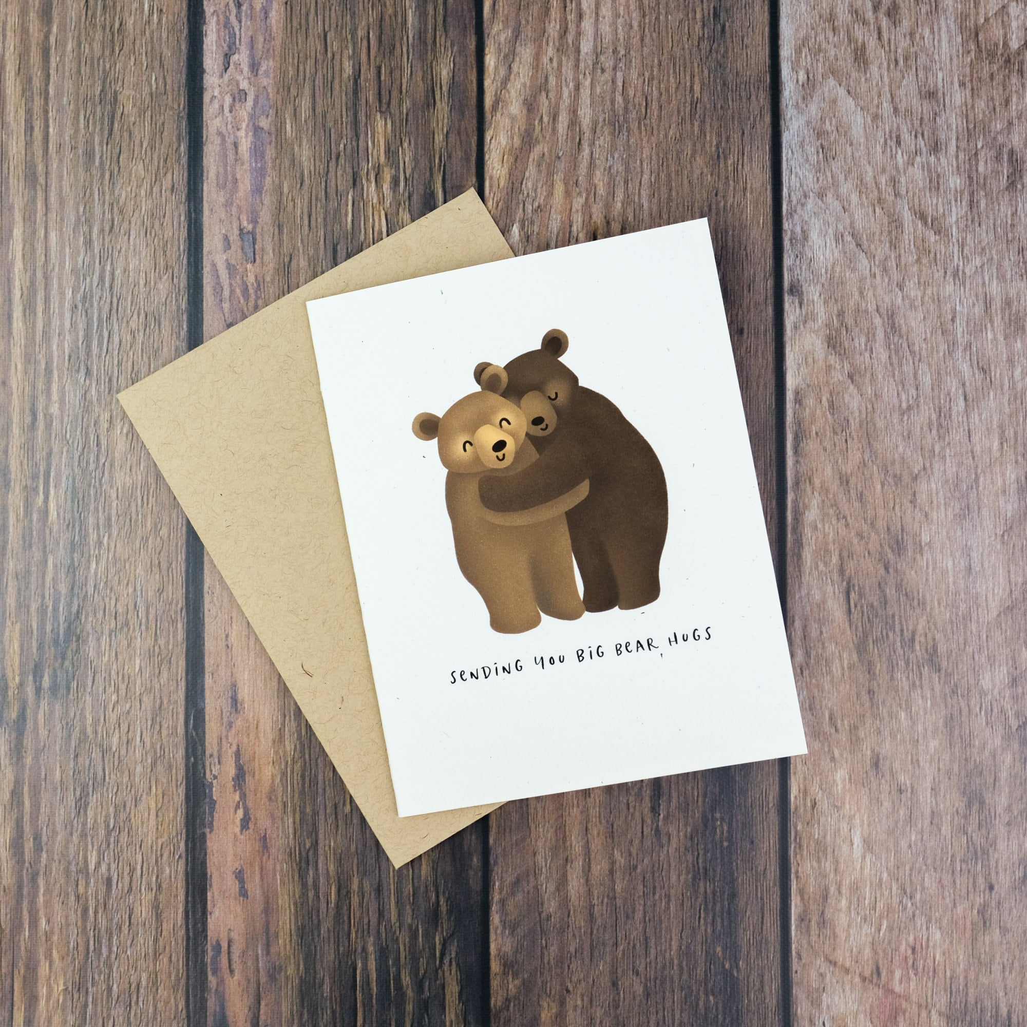 Sending You Big Bear Hugs Greeting Card Cute Brown Bear - Etsy