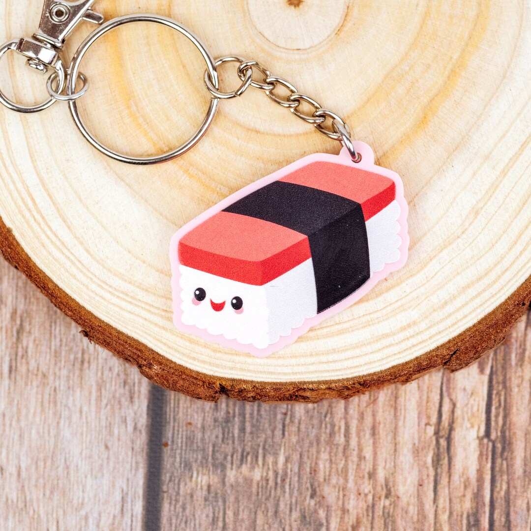 Cute Musubi Keychain | Pink Acrylic Keychain | 1.5 Inch Charm - Etsy