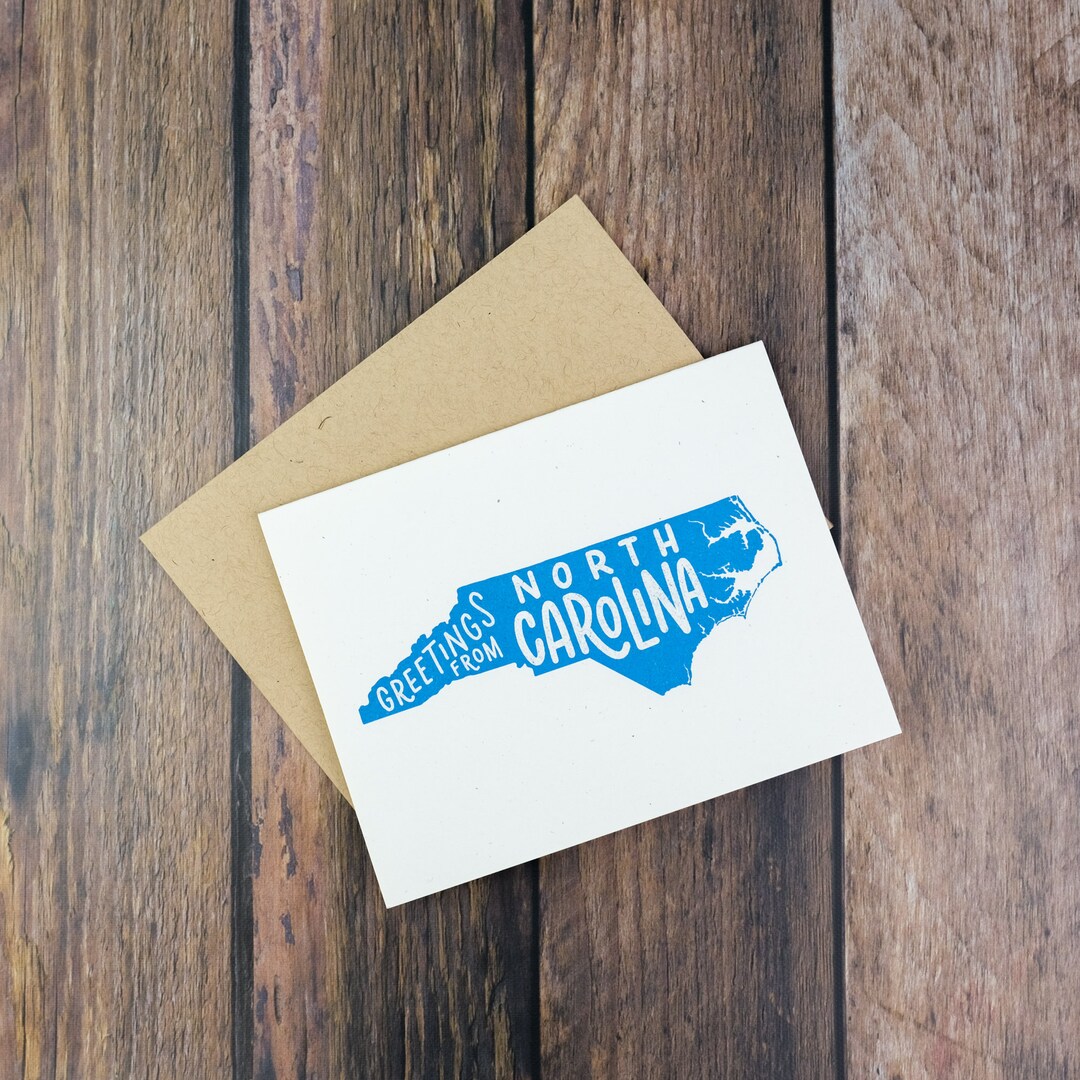 Greetings From North Carolina Card | Hand Lettered Card | A2 Size Card ...