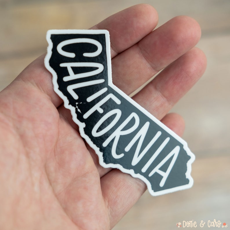 California State Outline Hand Lettered 3 Vinyl Sticker | Etsy