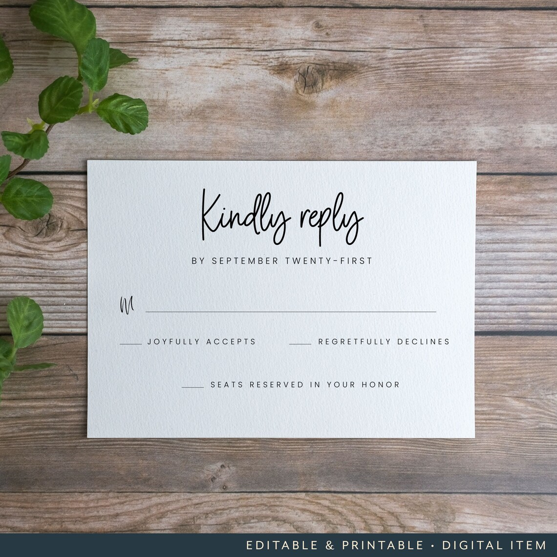 Digital Kindly Reply Script Wedding RSVP Card Response Card | Etsy