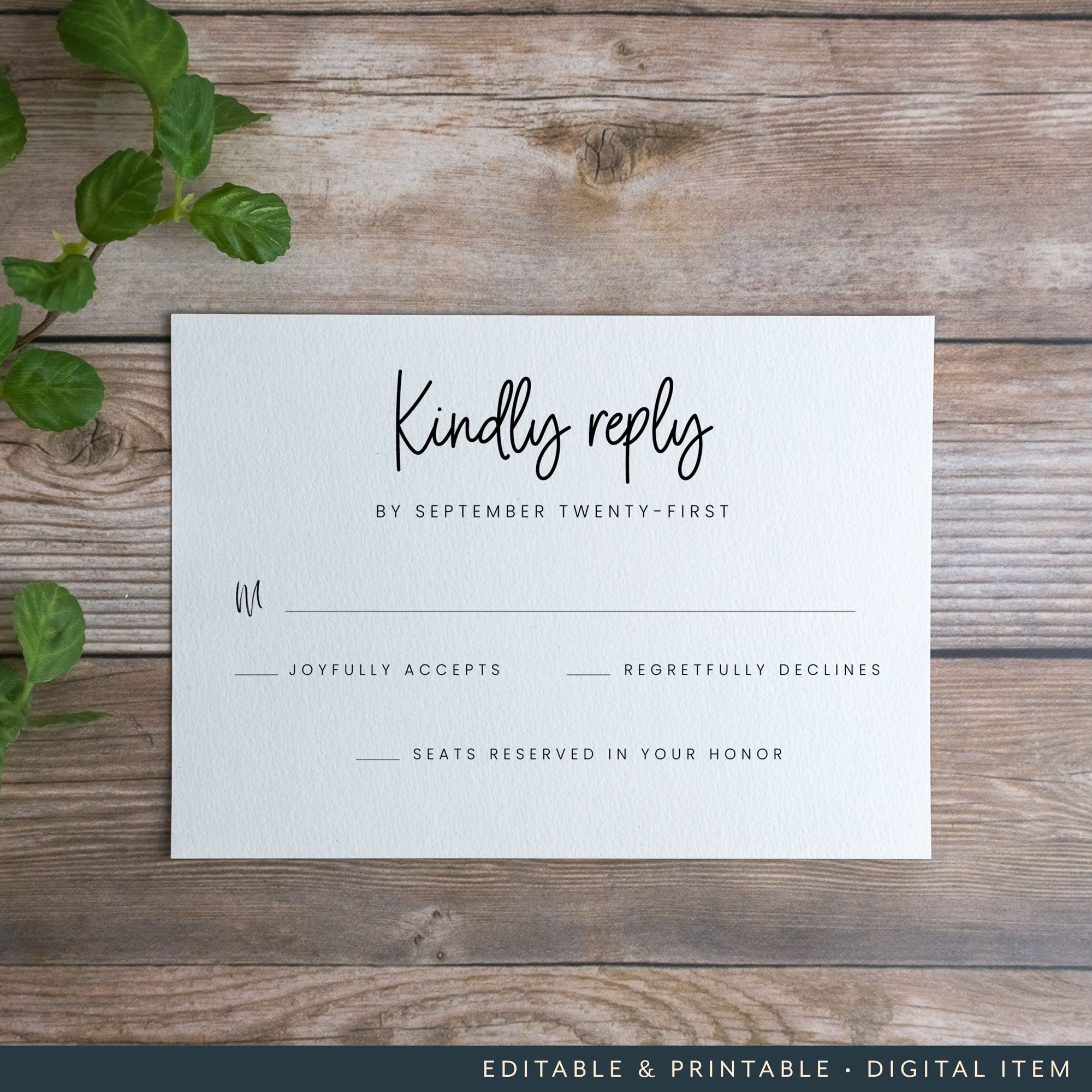 Digital Kindly Reply Script Wedding RSVP Card Response Card | Etsy