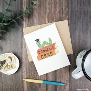 Book Worm Graduation Card | Congrats Grad Card | Card for Graduates ...