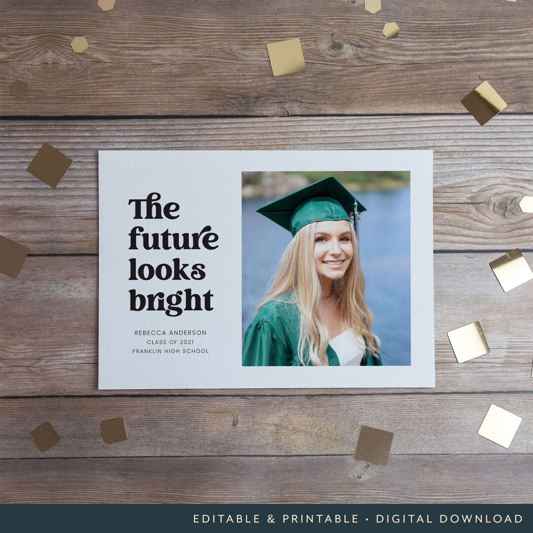 The Future Looks Bright Graduation Announcement | Digital Grad ...