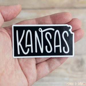 Kansas State Outline Hand Lettered 3" Die Cut Vinyl Sticker | Glossy ...
