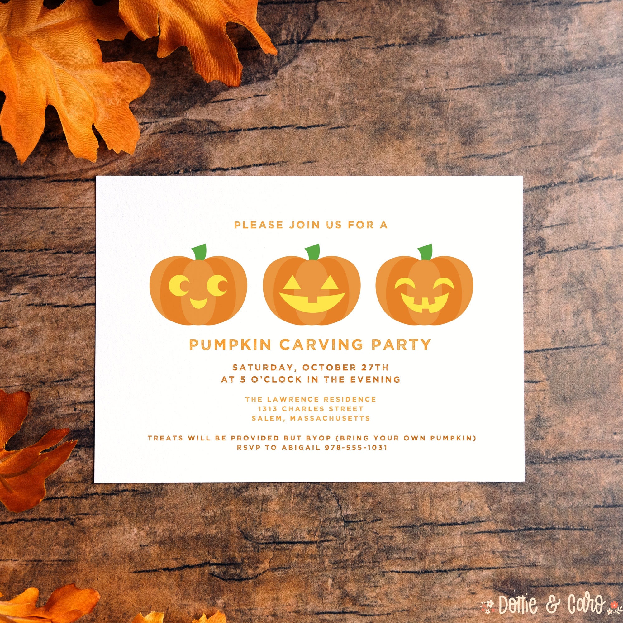 Pumpkin Carving Party Invitation Halloween Party Invitation | Etsy