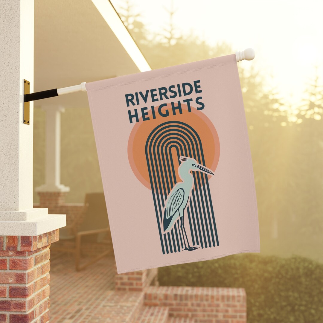 Riverside Heights House Flag; Retro Flag in Pink and Orange Featuring ...