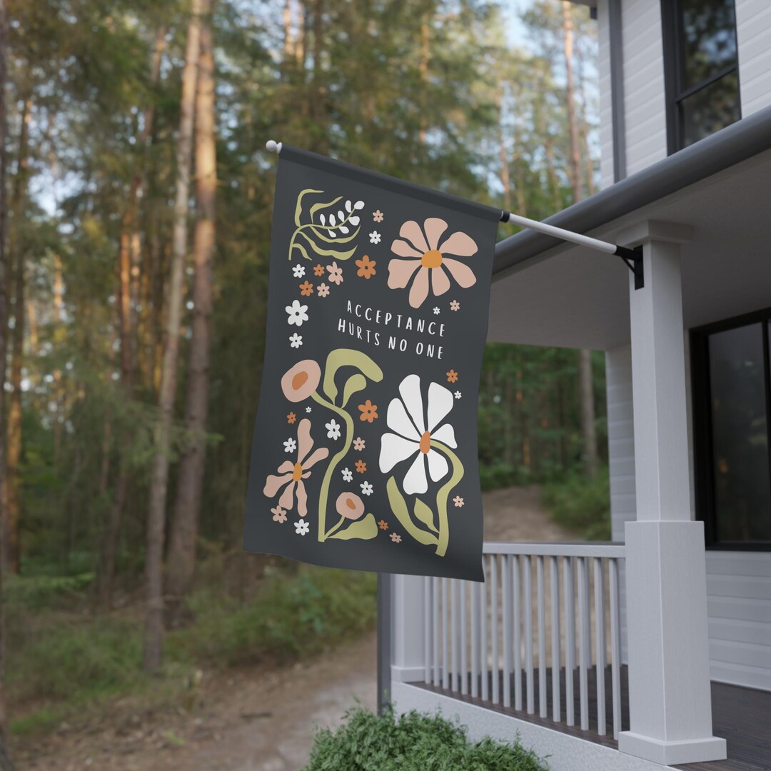 Pride Floral House Flag Acceptance Hurts No One, Human Rights Trans ...