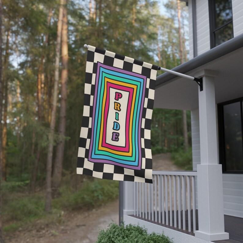 Pride Vertical Rainbow Checkered House Flag Banner - Etsy