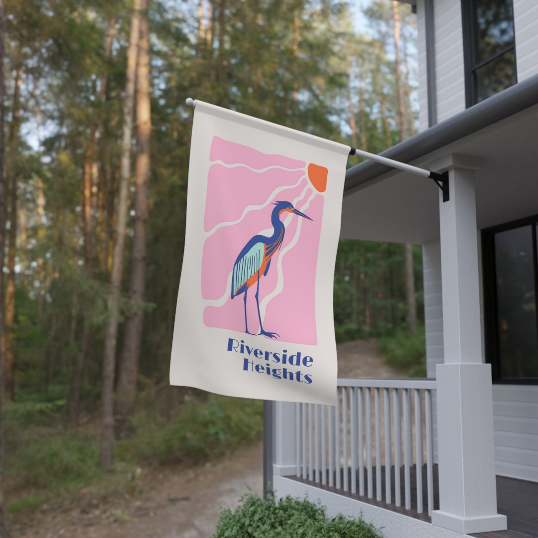 Riverside Heights House Flag; Retro Flag in Pink and Orange Featuring ...