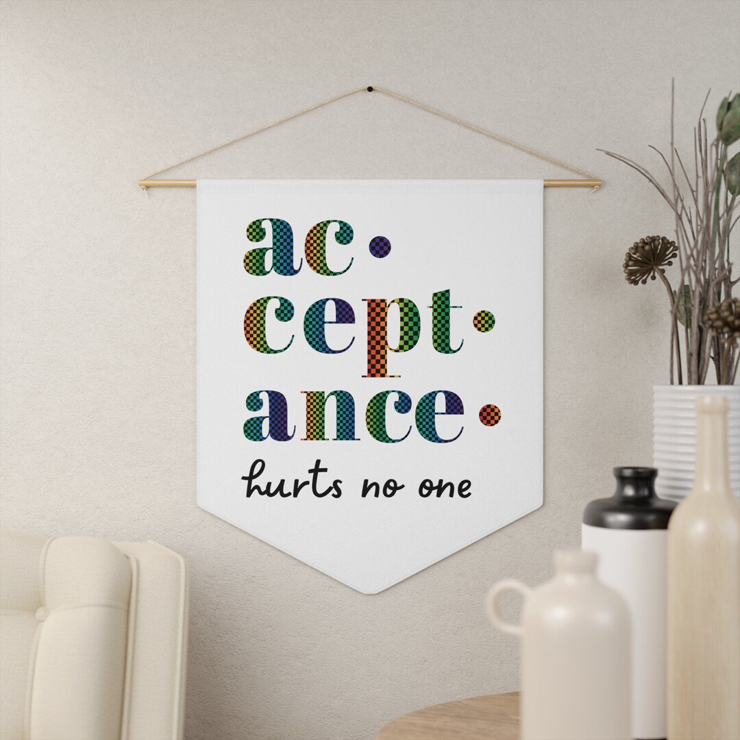 Pride Acceptance Hurts No One Rainbow Checkered Pennant - Etsy