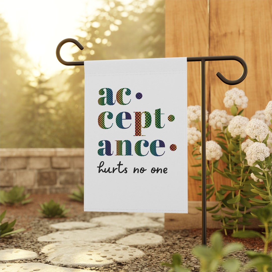 Pride Acceptance Hurts No One Rainbow Checkered LGBTQ Garden & House ...