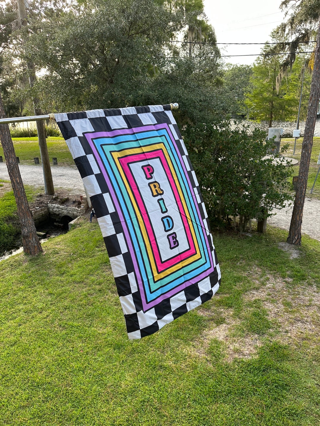Pride Vertical Rainbow Checkered House Flag Banner - Etsy