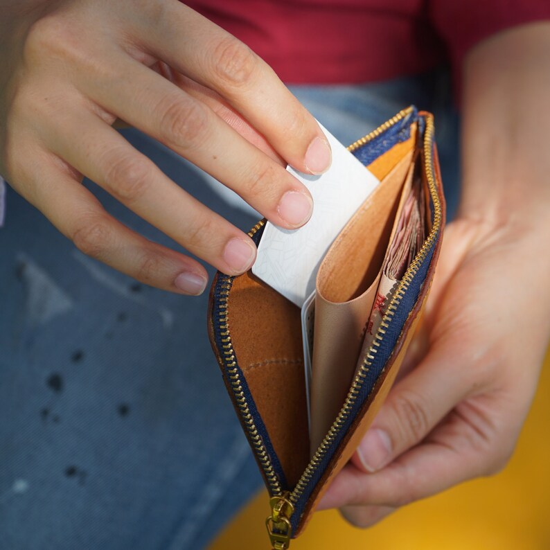 Bamboo L Shaped Wallet, Leather L Shaped Wallet, L Shaped Mini Wallet ...