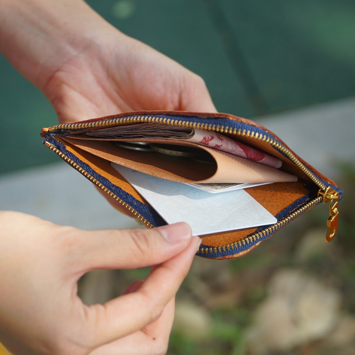 Bamboo L Shaped Wallet, Leather L Shaped Wallet, L Shaped Mini Wallet ...