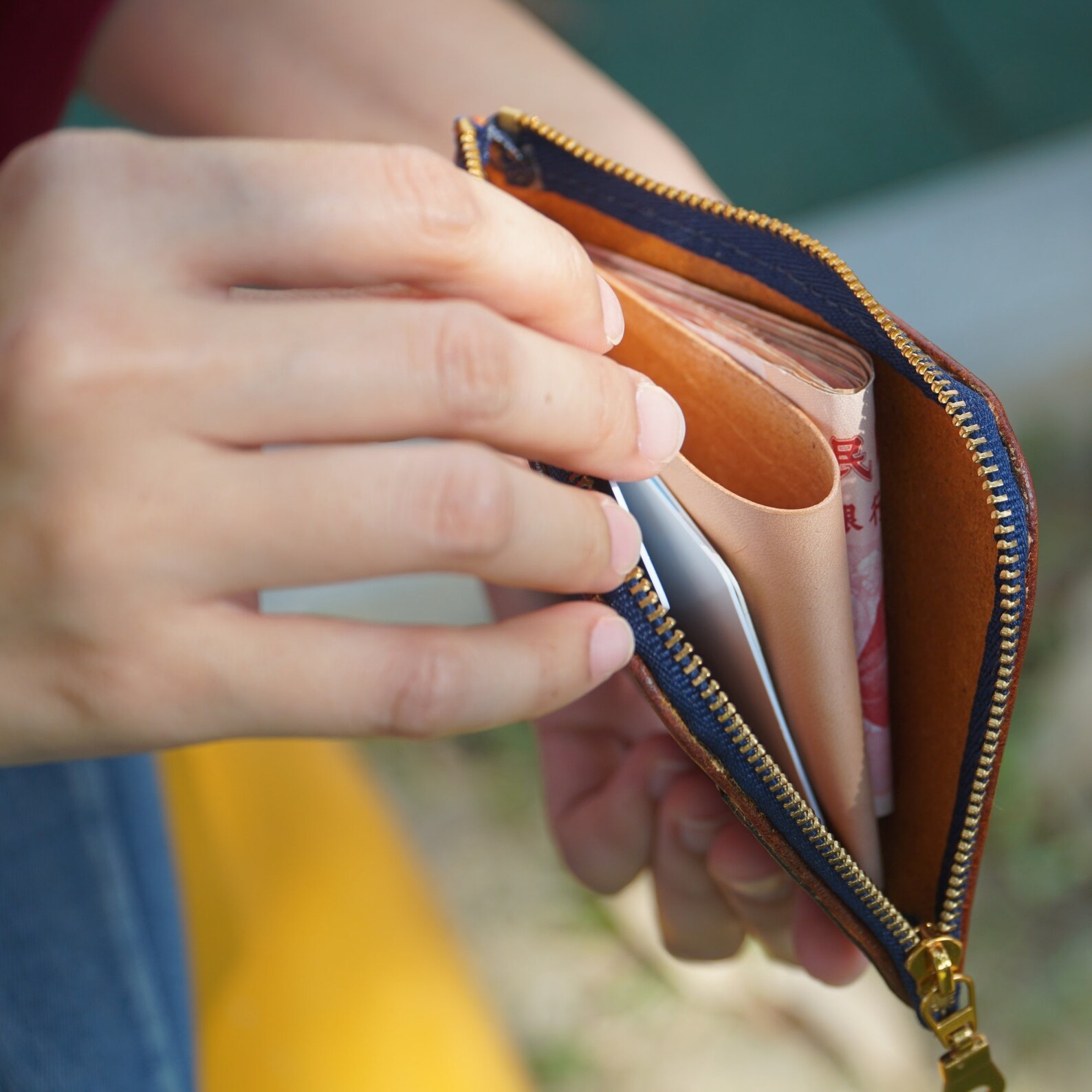 Bamboo L Shaped Wallet, Leather L Shaped Wallet, L Shaped Mini Wallet ...