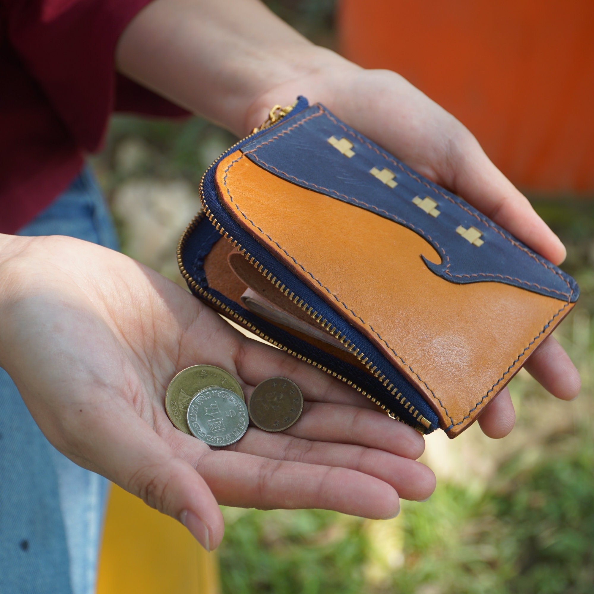 Bamboo L Shaped Wallet, Leather L Shaped Wallet, L Shaped Mini Wallet ...
