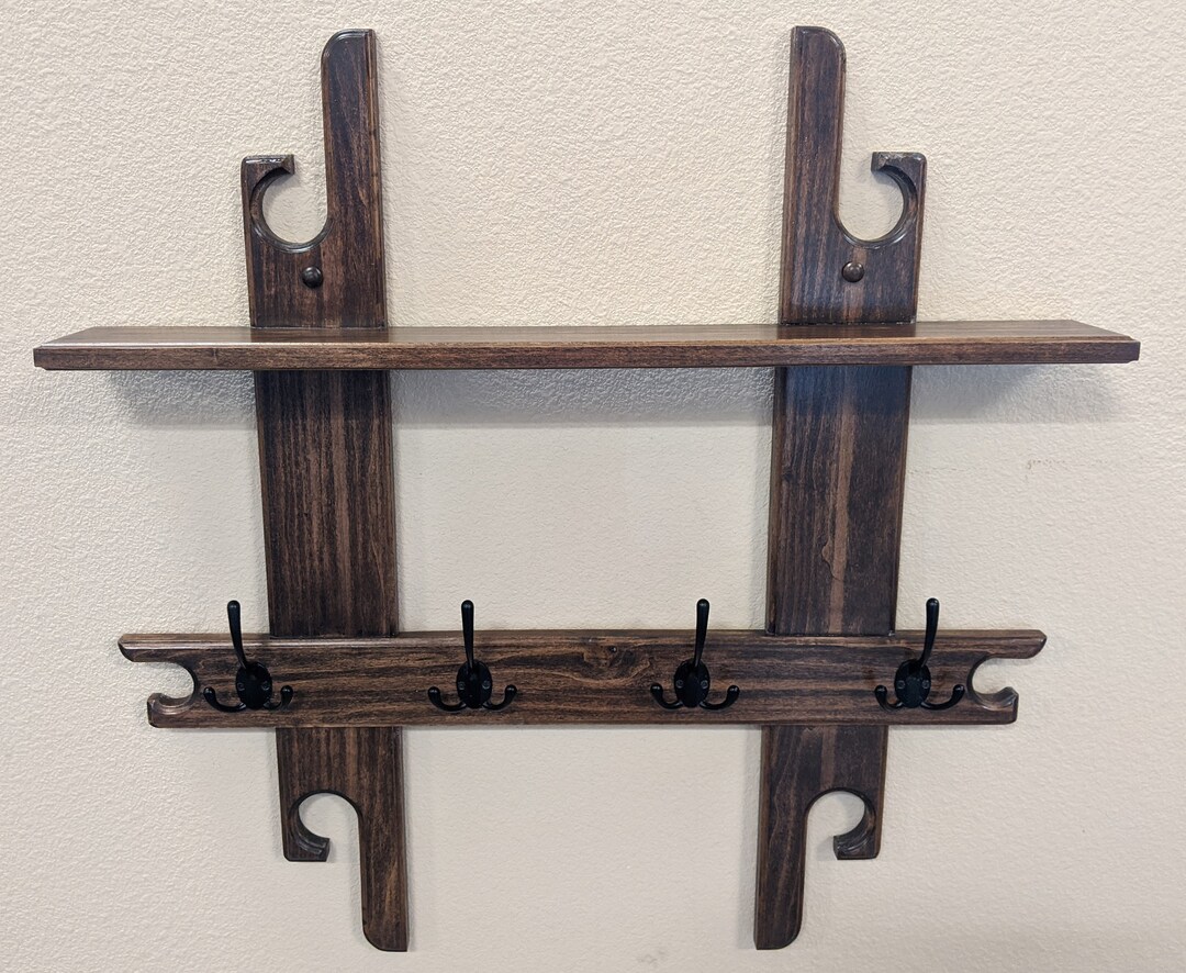 Entryway Shelf With Coat Hooks, Wall Mounted Coat Rack, Wall Shelf, Key ...