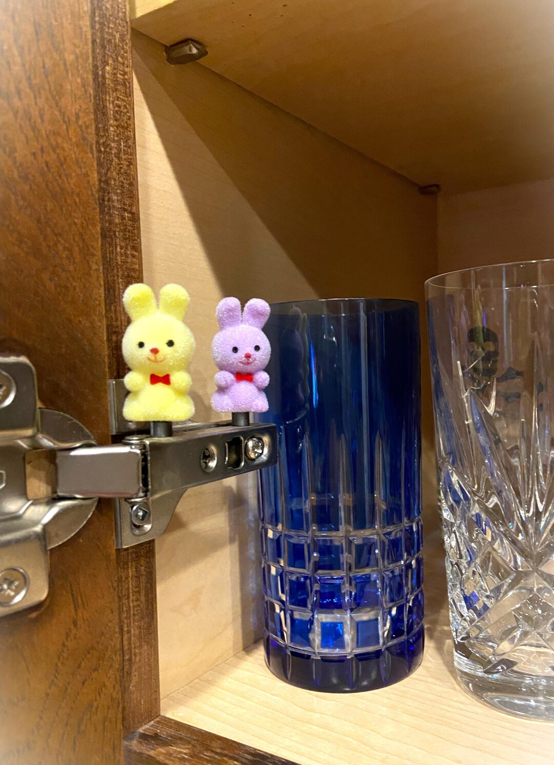 Adorable Hinge Toppers! Fuzzy Bunnies in Assorted Colors Sit Atop ...
